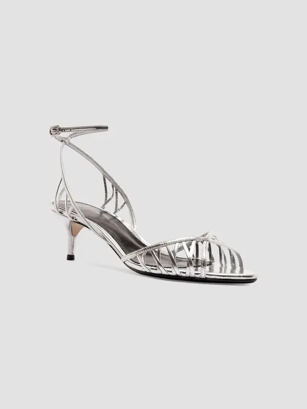 ALEXANDRE BIRMAN Solene 50mm Leather Sandals - Silver