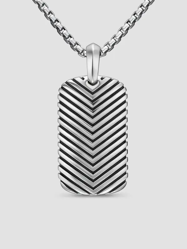 David Yurman Chevron Tag In Sterling 34mm