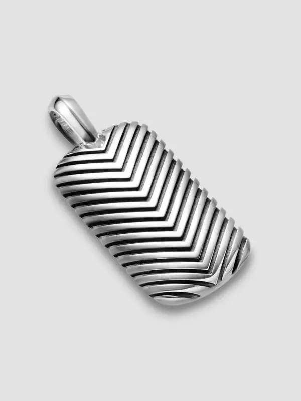 David Yurman Chevron Tag In Sterling 34mm