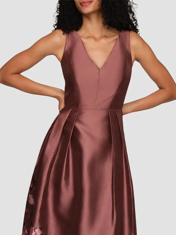 KAY UNGER Blakely Border Print Tea-length Cocktail Dress