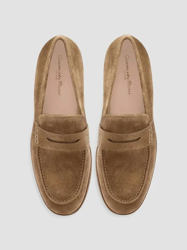 GIANVITO ROSSI George Suede Penny Loafers - Camel