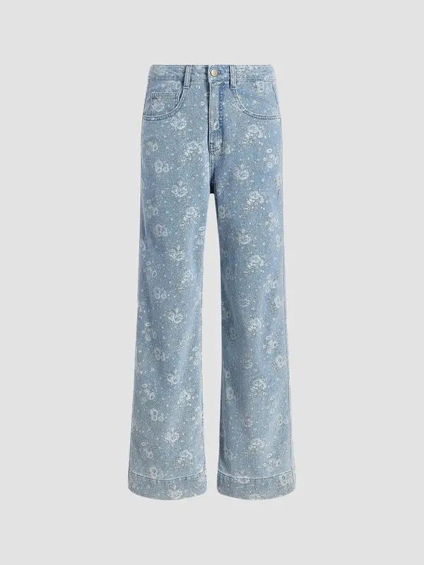 Cinq À Sept Betsy Bouquet-print Wide-leg Jeans