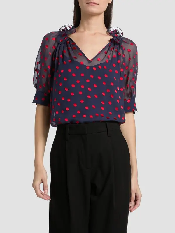 Saloni Josie Polka Dot Silk Top