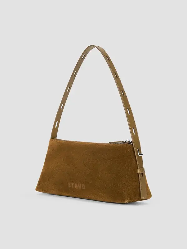 Staud Strada Suede Shoulder Bag - Cigar