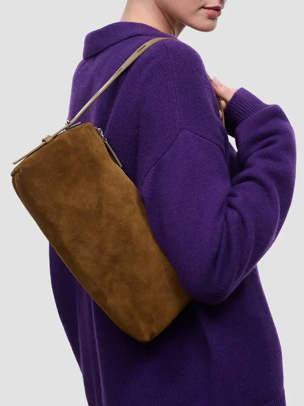 Staud Strada Suede Shoulder Bag - Cigar