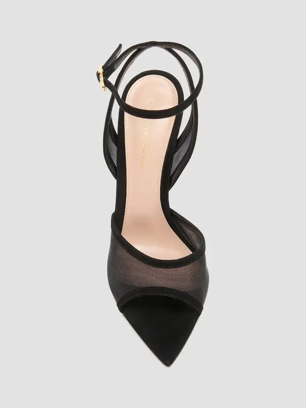 GIANVITO ROSSI 105mm Organza Suede Sandals - Black