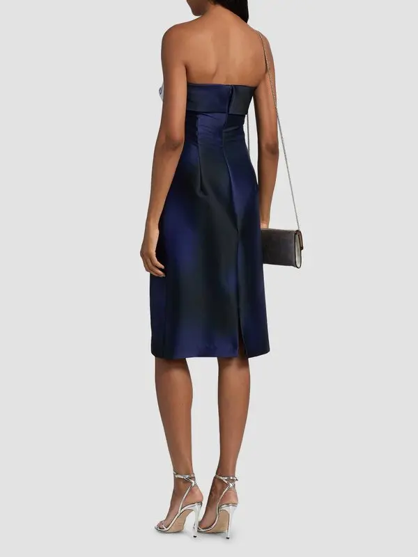 Rickie Freeman For Teri Jon Mikado Floral Strapless Midi-dress