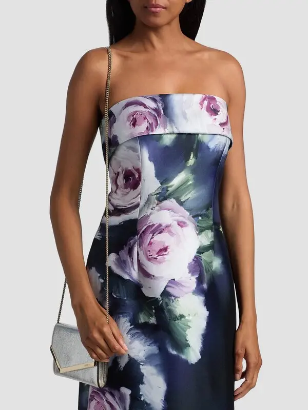 Rickie Freeman For Teri Jon Mikado Floral Strapless Midi-dress