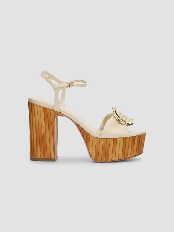 Schutz Enola 120mm Leather Platform Sandals - Egg Shell