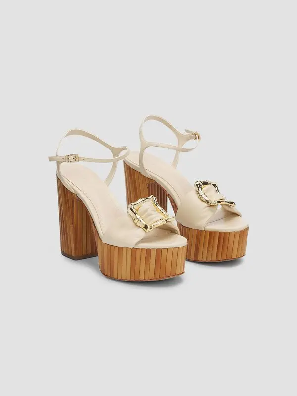 Schutz Enola 120mm Leather Platform Sandals - Egg Shell