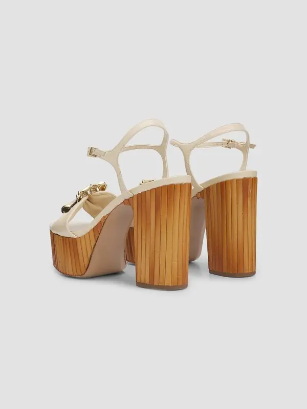 Schutz Enola 120mm Leather Platform Sandals - Egg Shell