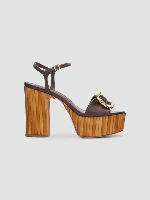 Schutz Enola 120mm Leather Platform Sandals - Root Brown