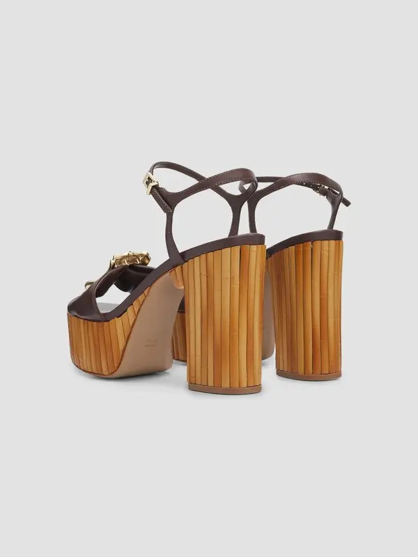 Schutz Enola 120mm Leather Platform Sandals - Root Brown