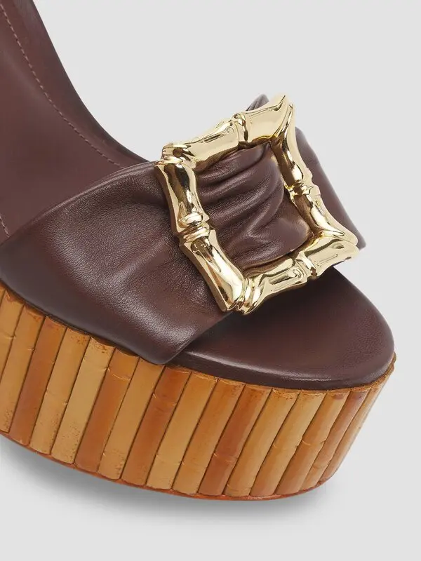 Schutz Enola 120mm Leather Platform Sandals - Root Brown