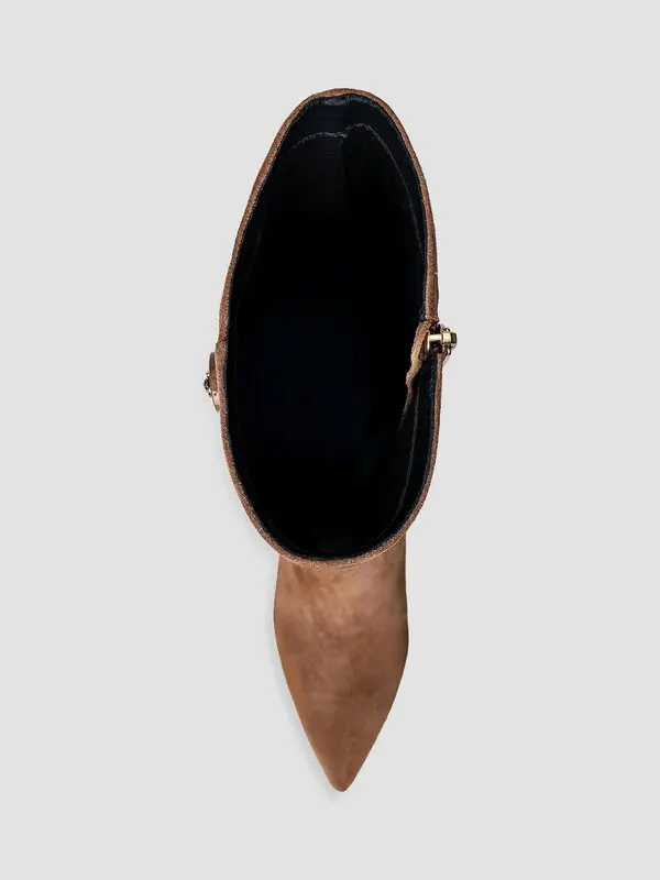 L'Agence Octavie 75mm Embellished Suede Boots - Sand Suede