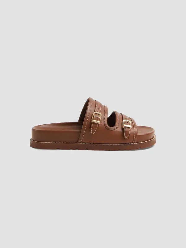 Simkhai Aura Leather Slide Sandals
