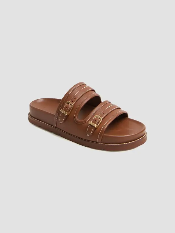 Simkhai Aura Leather Slide Sandals