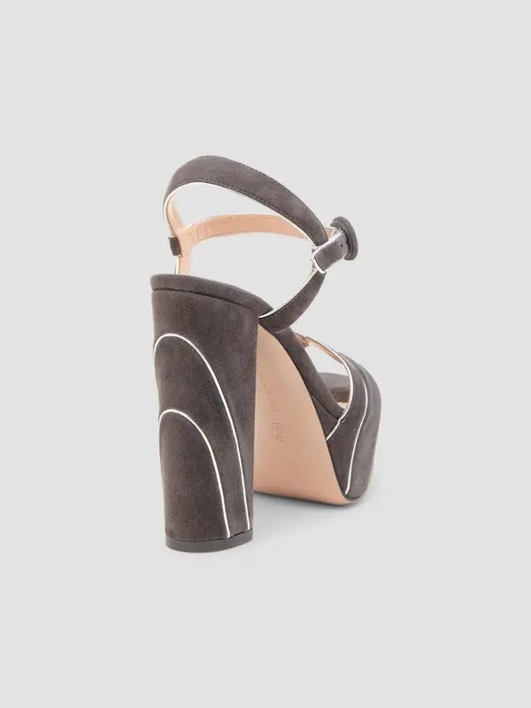 GIANVITO ROSSI 120mm Suede Platform Sandals - Silver Lapis