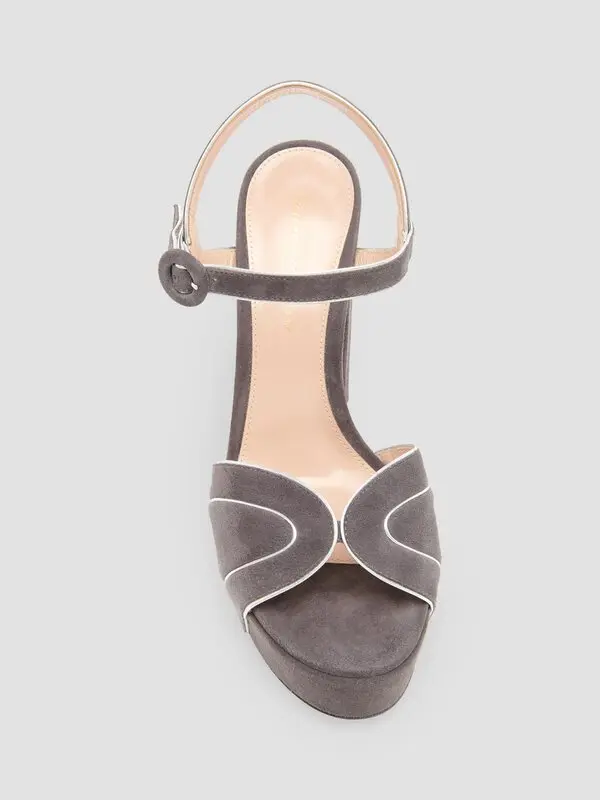 GIANVITO ROSSI 120mm Suede Platform Sandals - Silver Lapis