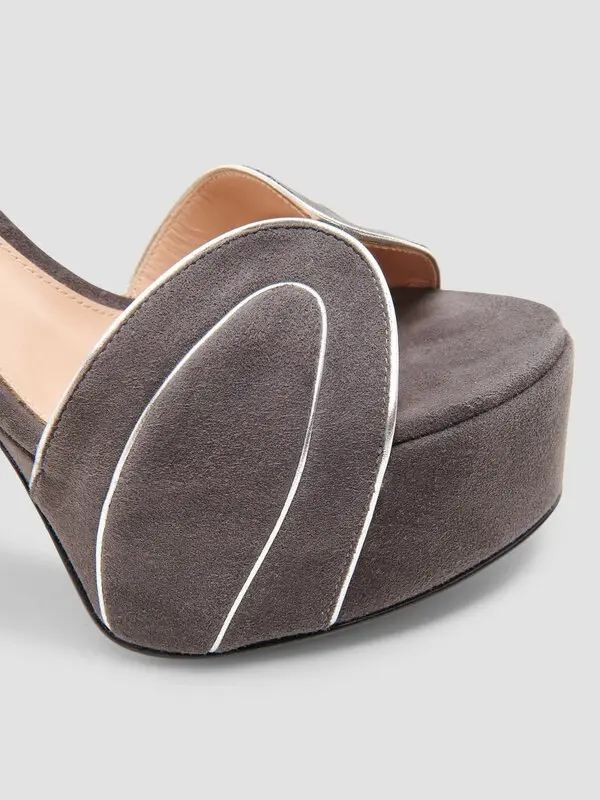 GIANVITO ROSSI 120mm Suede Platform Sandals - Silver Lapis