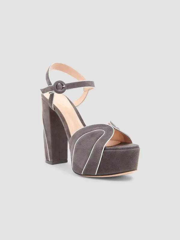 GIANVITO ROSSI 120mm Suede Platform Sandals - Silver Lapis