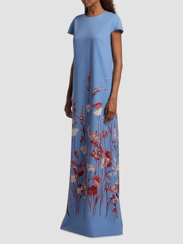 Lela Rose Augusta Floral Crepe A-line Gown
