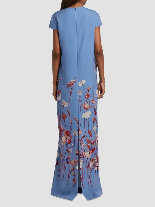 Lela Rose Augusta Floral Crepe A-line Gown
