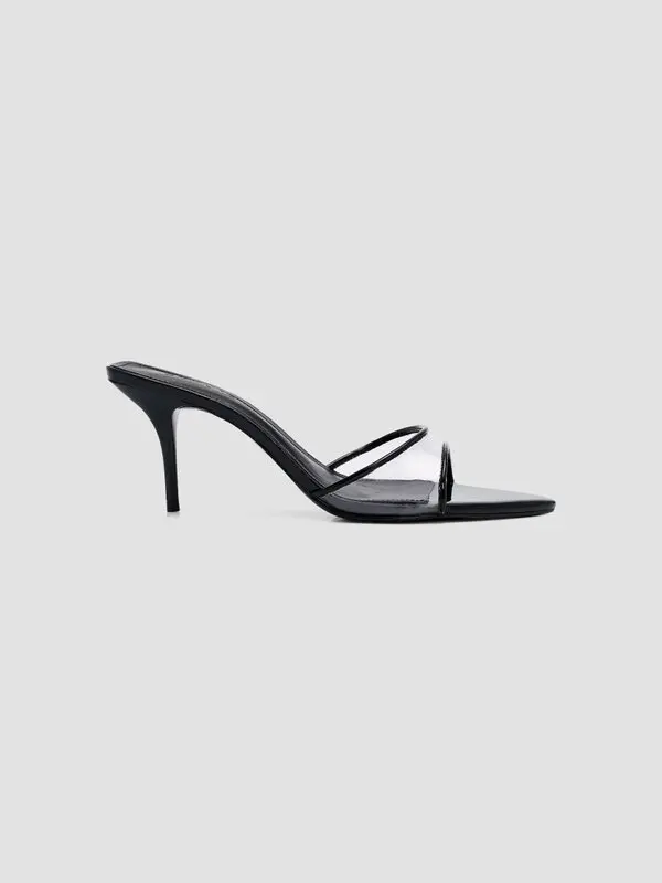 Schutz Elodie Vinyl 75mm Patent Leather Sandals - Transparent Black