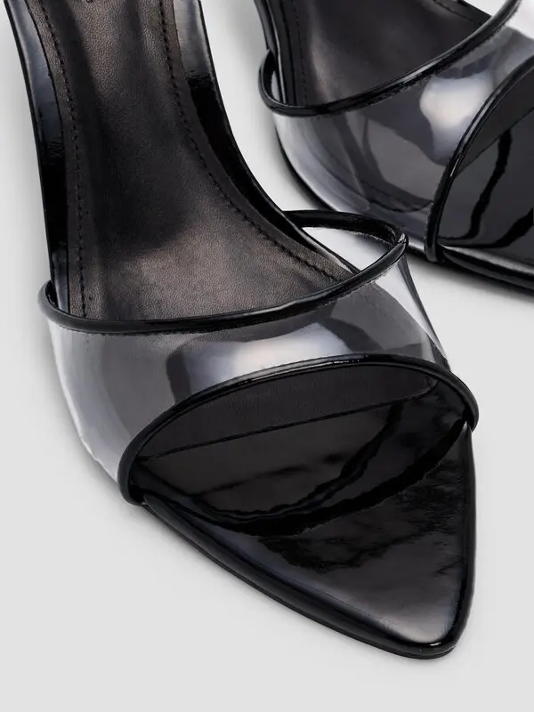 Schutz Elodie Vinyl 75mm Patent Leather Sandals - Transparent Black