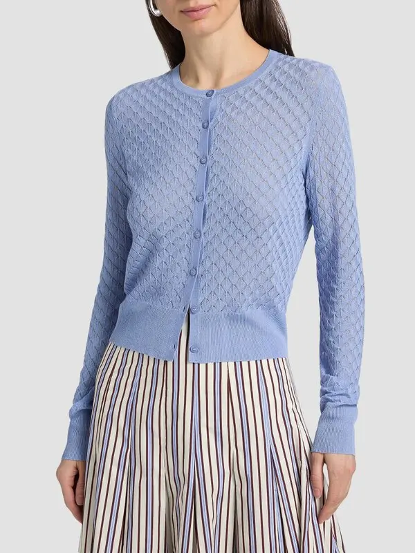 Lela Rose Pointelle-knit Cardigan
