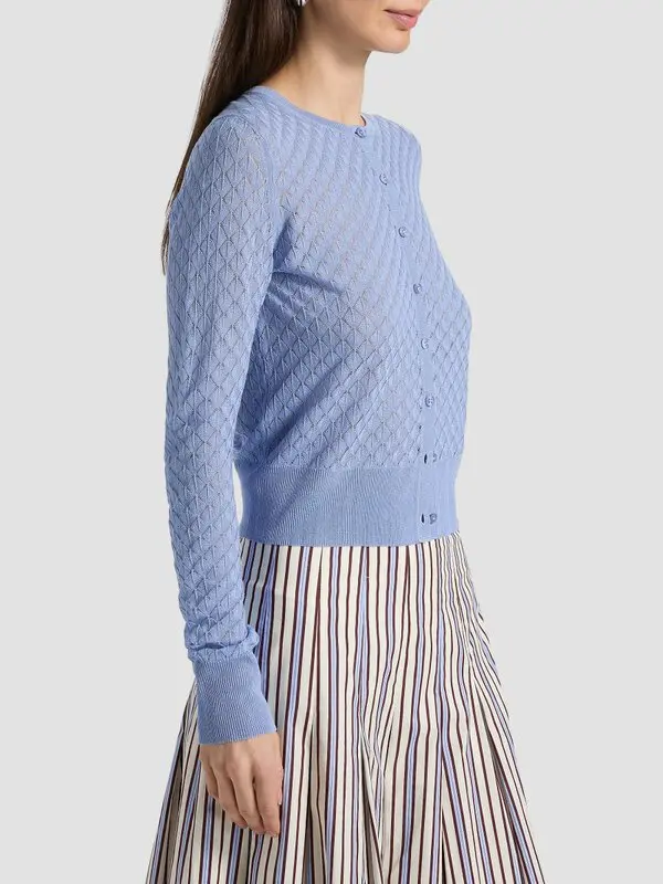 Lela Rose Pointelle-knit Cardigan
