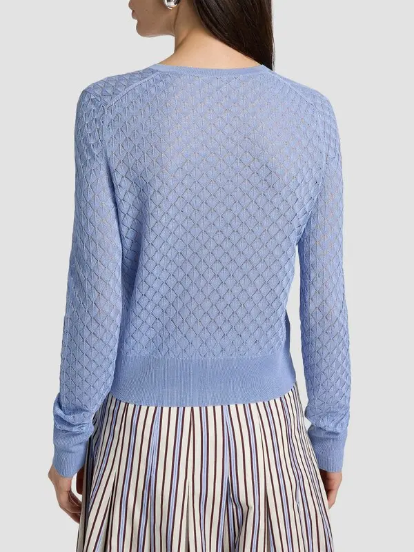 Lela Rose Pointelle-knit Cardigan
