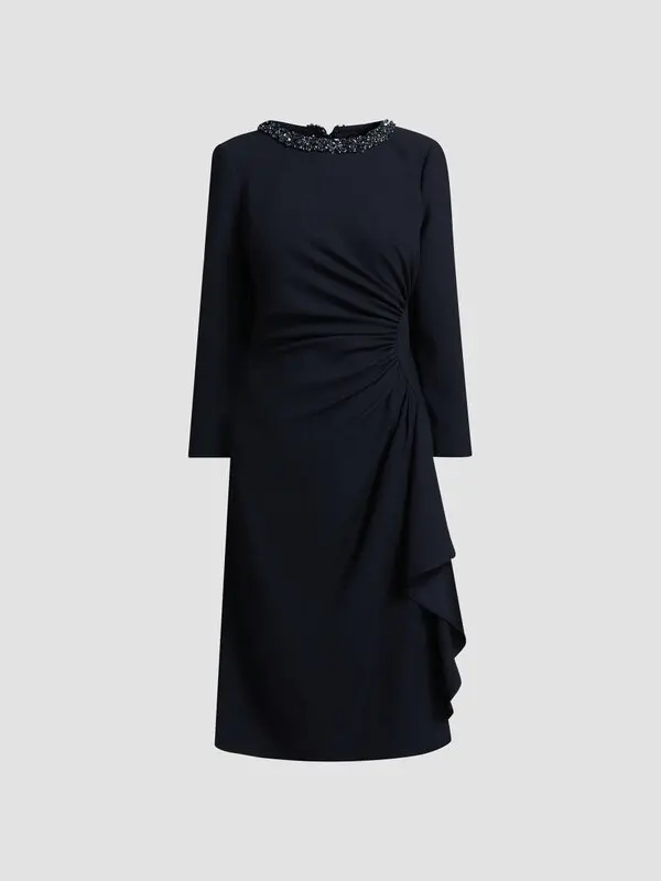 Rickie Freeman For Teri Jon Sequinned Crepe Sheath Knee-length Dress