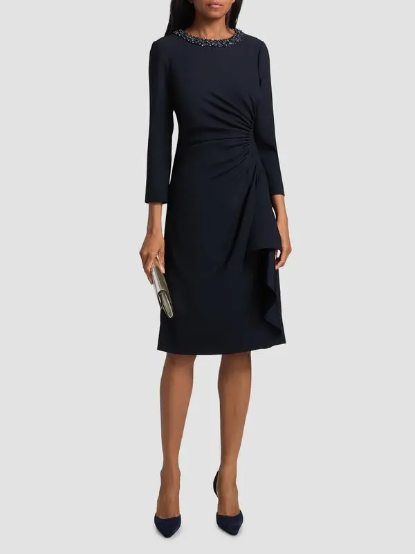 Rickie Freeman For Teri Jon Sequinned Crepe Sheath Knee-length Dress