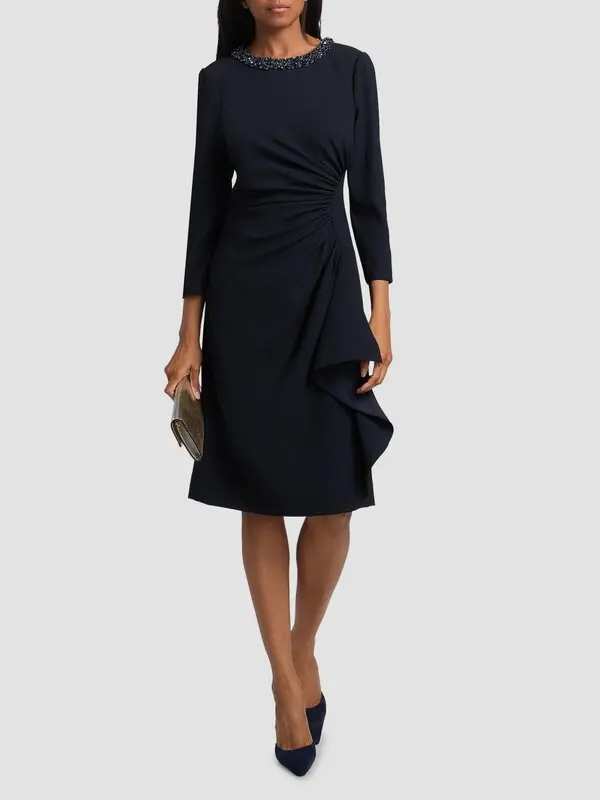 Rickie Freeman For Teri Jon Sequinned Crepe Sheath Knee-length Dress