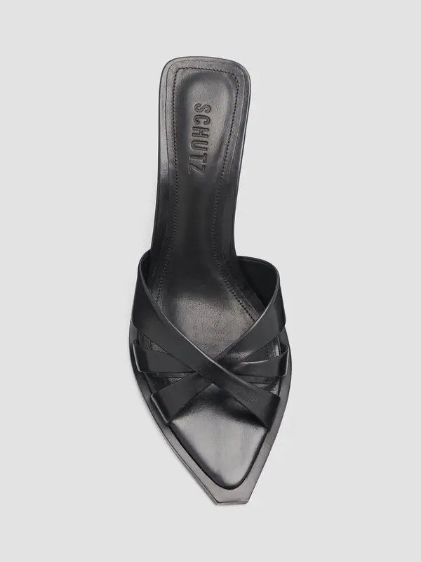 Schutz Keefa Leaf 75mm Leather Mules - Black