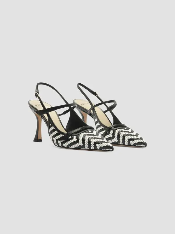 ALEXANDRE BIRMAN Tita 85mm Zigzag Raffia Slingback Pumps