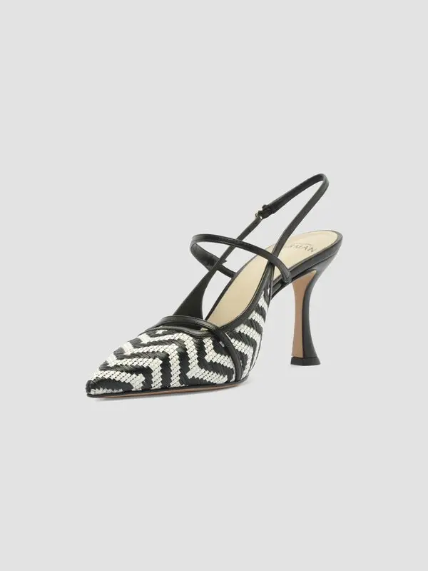 ALEXANDRE BIRMAN Tita 85mm Zigzag Raffia Slingback Pumps