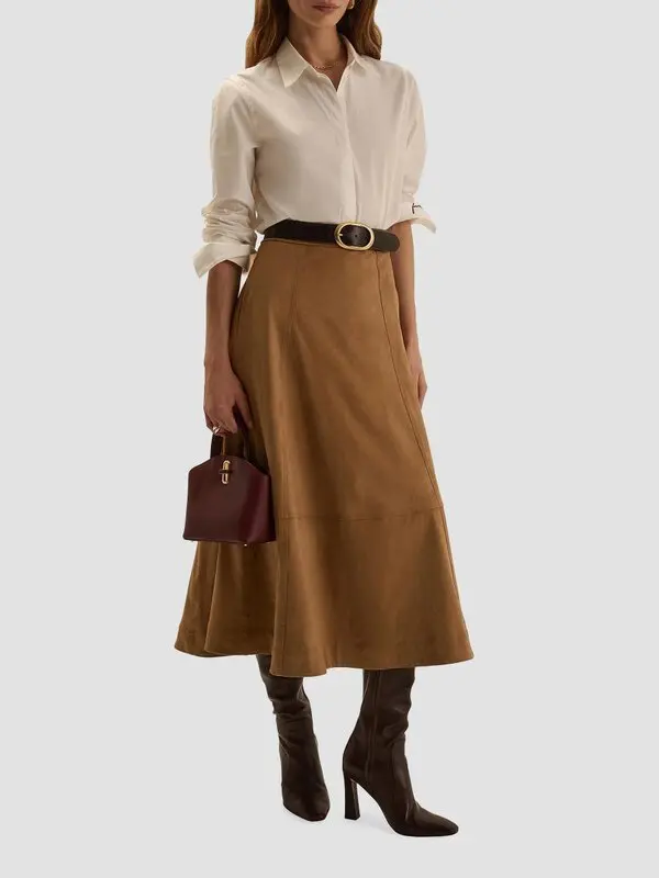 FAVORITE DAUGHTER The Aspen Faux Suede Midi Skirt