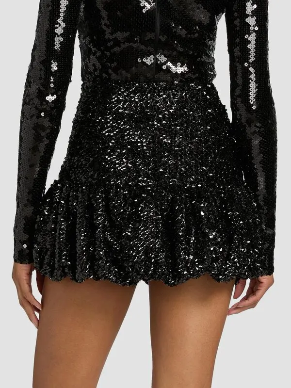 16Arlington Branka Sequined Drop-waist Miniskirt