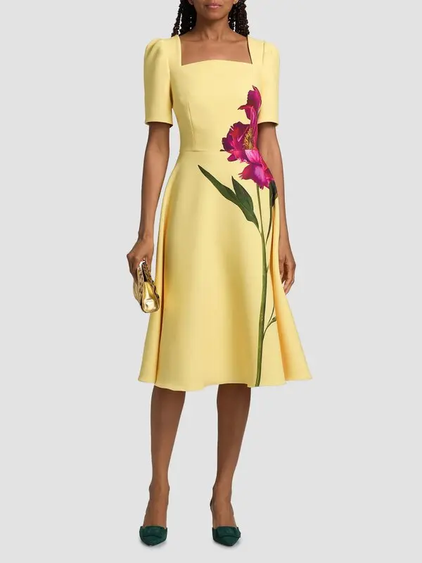 Rickie Freeman For Teri Jon Flower Scuba A-line Midi-dress