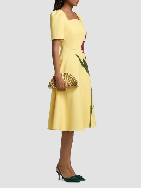 Rickie Freeman For Teri Jon Flower Scuba A-line Midi-dress