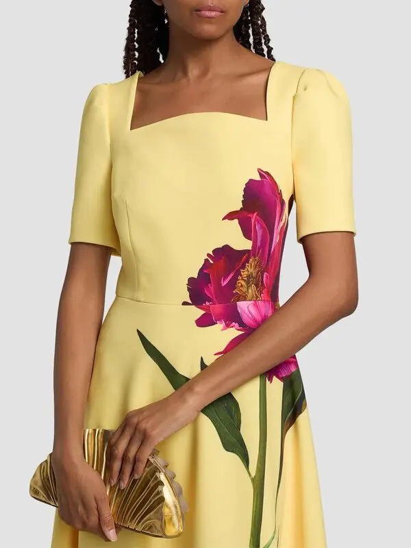 Rickie Freeman For Teri Jon Flower Scuba A-line Midi-dress