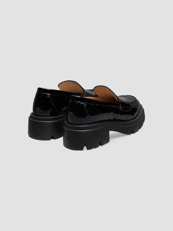 STUART WEITZMAN Hudson 20mm Croc-embossed Patent Leather Penny Loafers