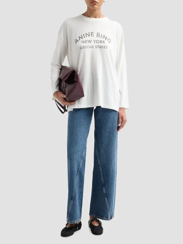 ANINE BING Ivan Stencil Logo Crewneck T-shirt