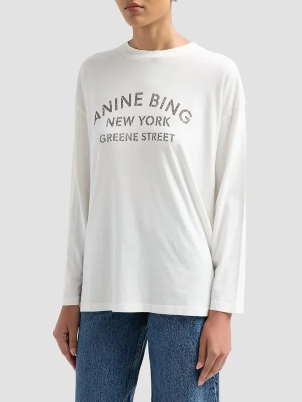 ANINE BING Ivan Stencil Logo Crewneck T-shirt