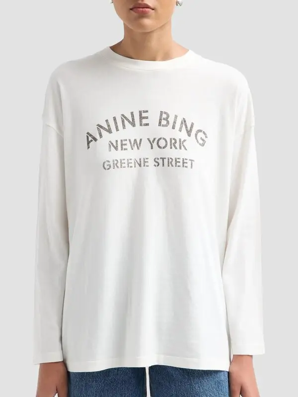 ANINE BING Ivan Stencil Logo Crewneck T-shirt