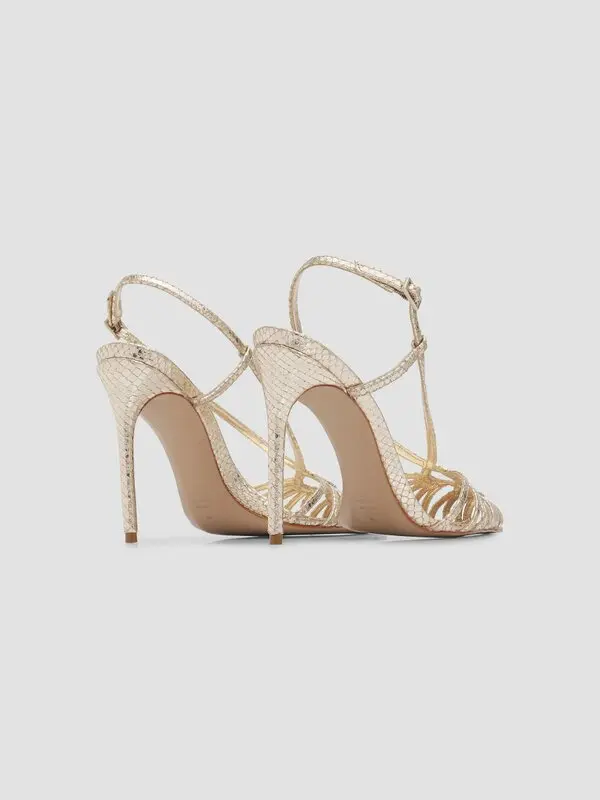 Schutz Seraphine 110mm Snakeskin-embossed Leather Peep-toe Sandals