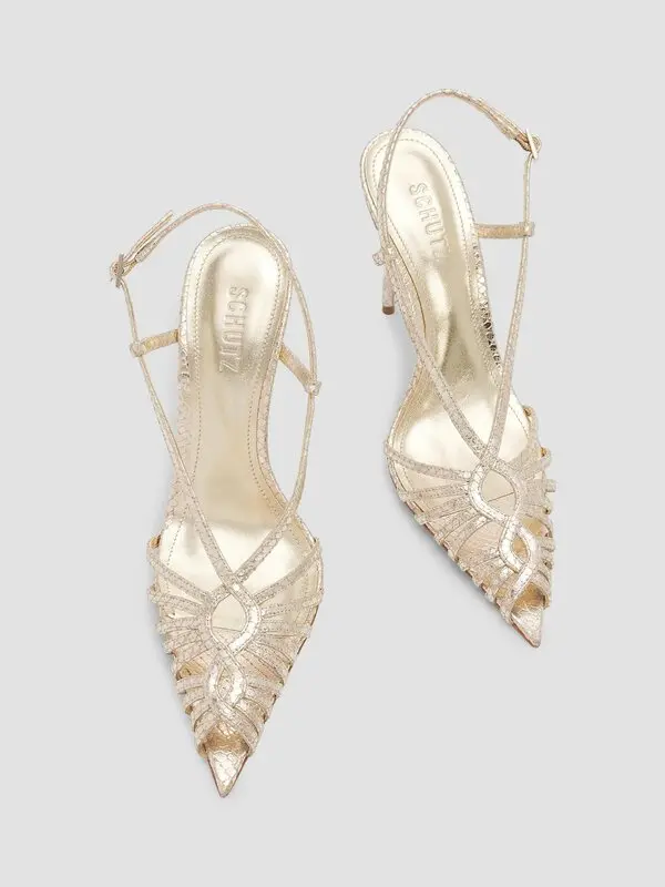 Schutz Seraphine 110mm Snakeskin-embossed Leather Peep-toe Sandals
