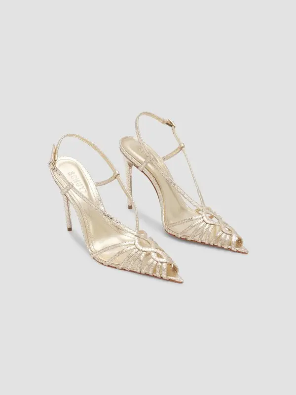 Schutz Seraphine 110mm Snakeskin-embossed Leather Peep-toe Sandals